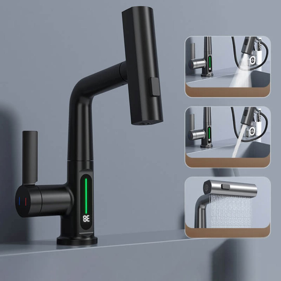 Torneira de Banheiro Misturador Monocomando Inteligente LED com Displa ...